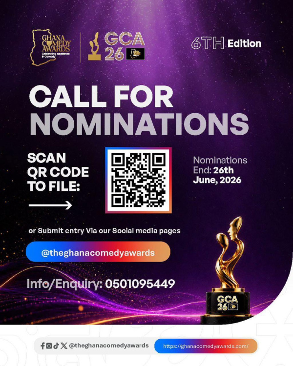 Nominations Now Open for Ghana Comedy Awards 2026