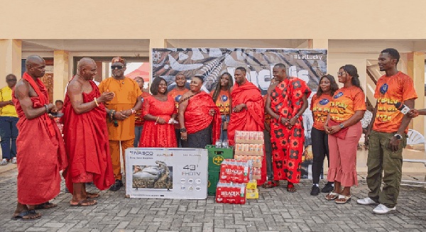 Luckiest donates items and cash to Oguaa Queen Mother Nana Ekua Abookye VI