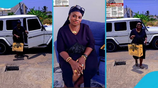 "Sikafoɔ ayie" Maame Gold steps out in sleek G-wagon ahead of late dad ...