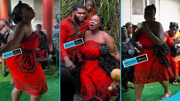 Maame Gold inconsolable after seeing her late father's remains at funeral